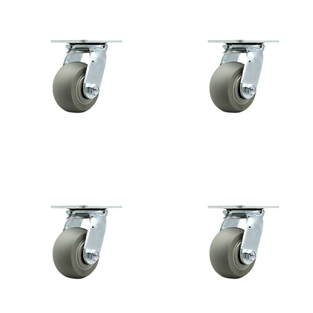 4 Inch Thermoplastic Rubber Wheel Swivel Caster Set with Roller ...