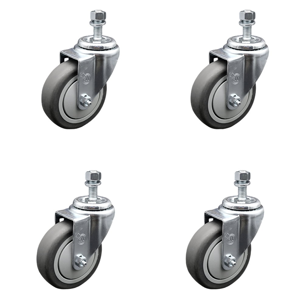 4 Inch SS Thermoplastic Rubber Wheel Swivel ½ Inch Threaded Stem Caster ...