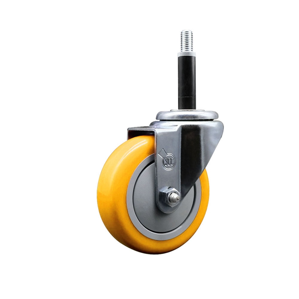4 Inch SS Yellow Poly Wheel Swivel 3/4 Inch Expanding Stem Caster SCC ...
