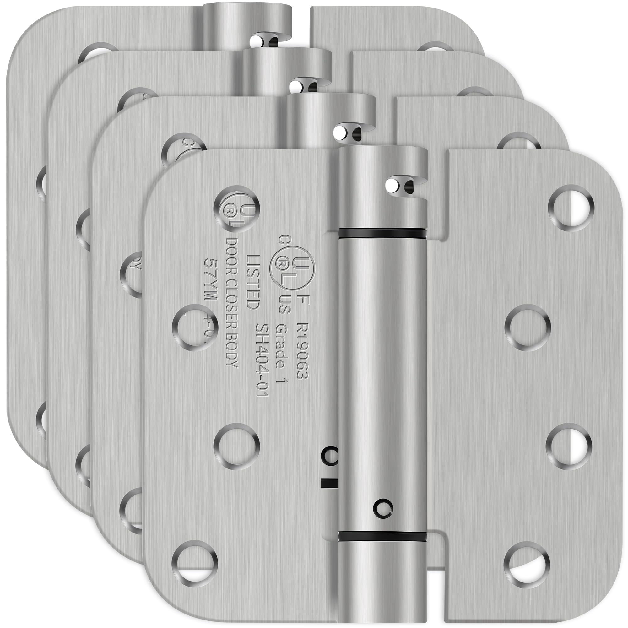 4 Inch Self Closing Door Hinges, 5/8" Radius Corners Spring Loaded Hinges for Exterior, Garage ...