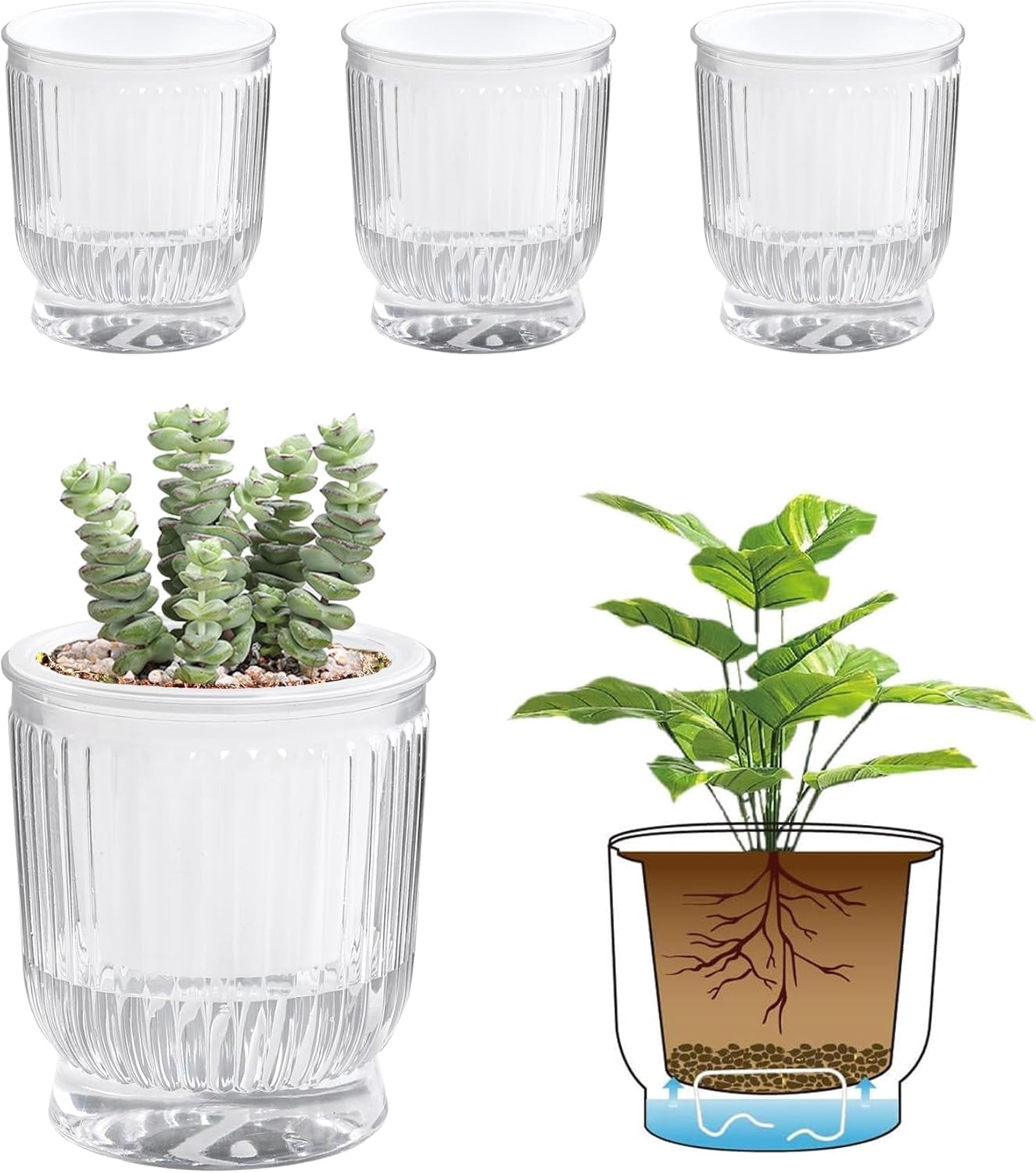 4 Inch Self Watering Plant Pot, 4 Pack Self Watering Pots, Self ...