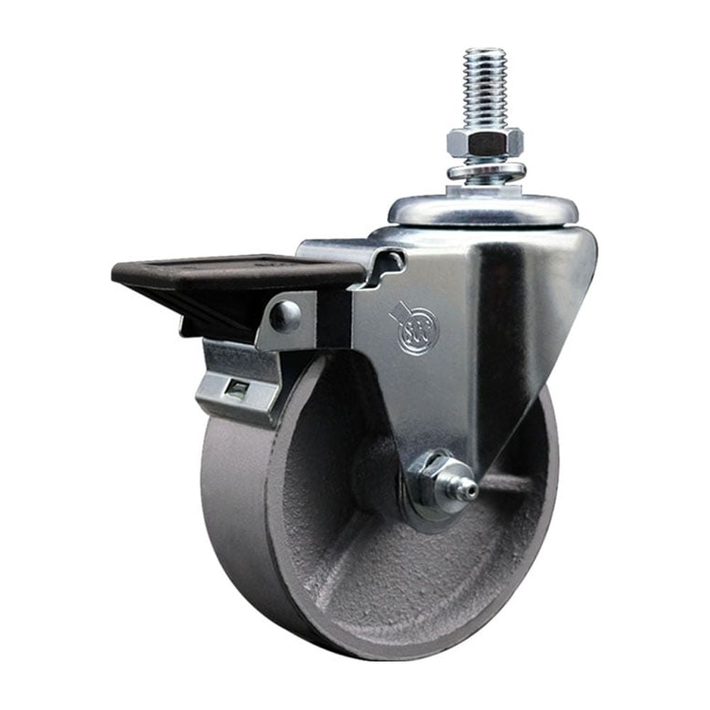 4 Inch Semi Steel 12MM Threaded Stem Caster with Brake - Walmart.com