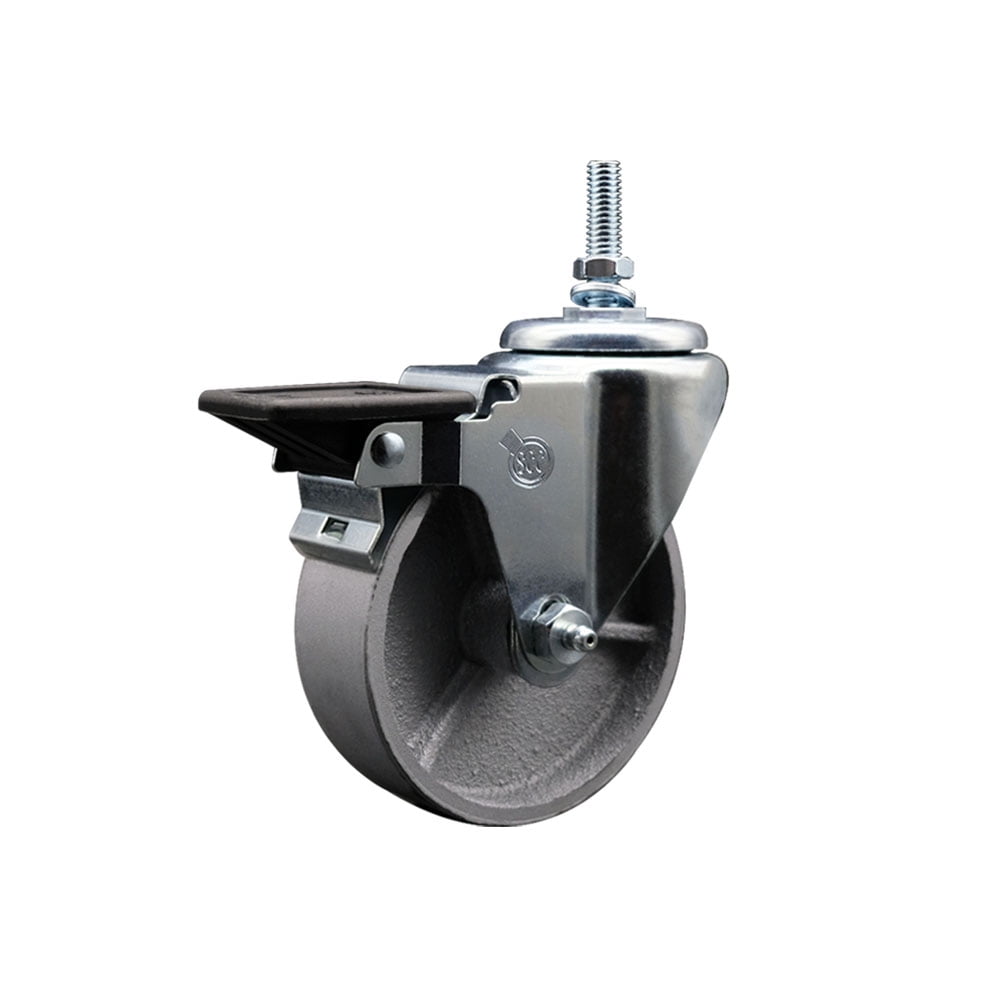 4 Inch Semi Steel 12MM Threaded Stem Caster with Brake - Walmart.com