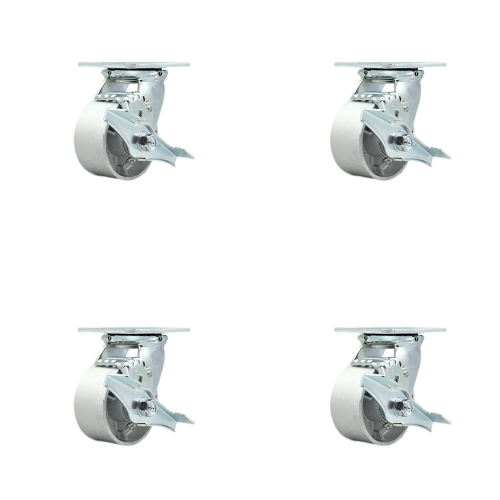 4 Inch Semi Steel Cast Iron Swivel Caster Set with Bronze Bearings and ...