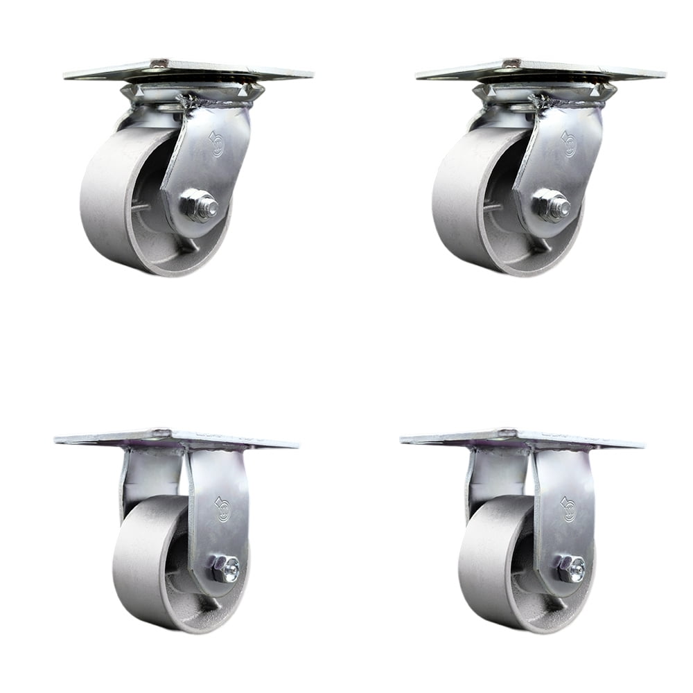 4 Inch Semi Steel Caster Set with Ball Bearings 2 Swivel 2 Rigid ...