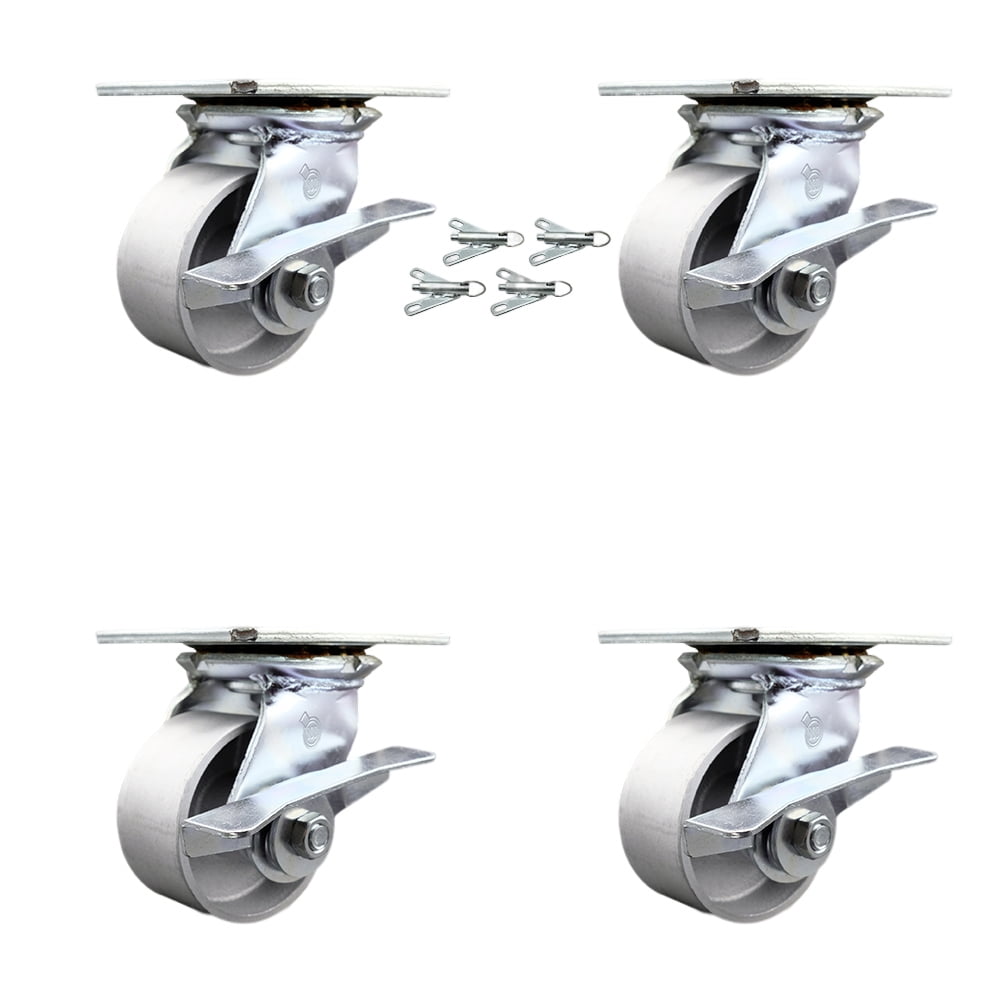 4 Inch Semi Steel Caster Set with Ball Bearings and Brakes/Swivel Locks ...