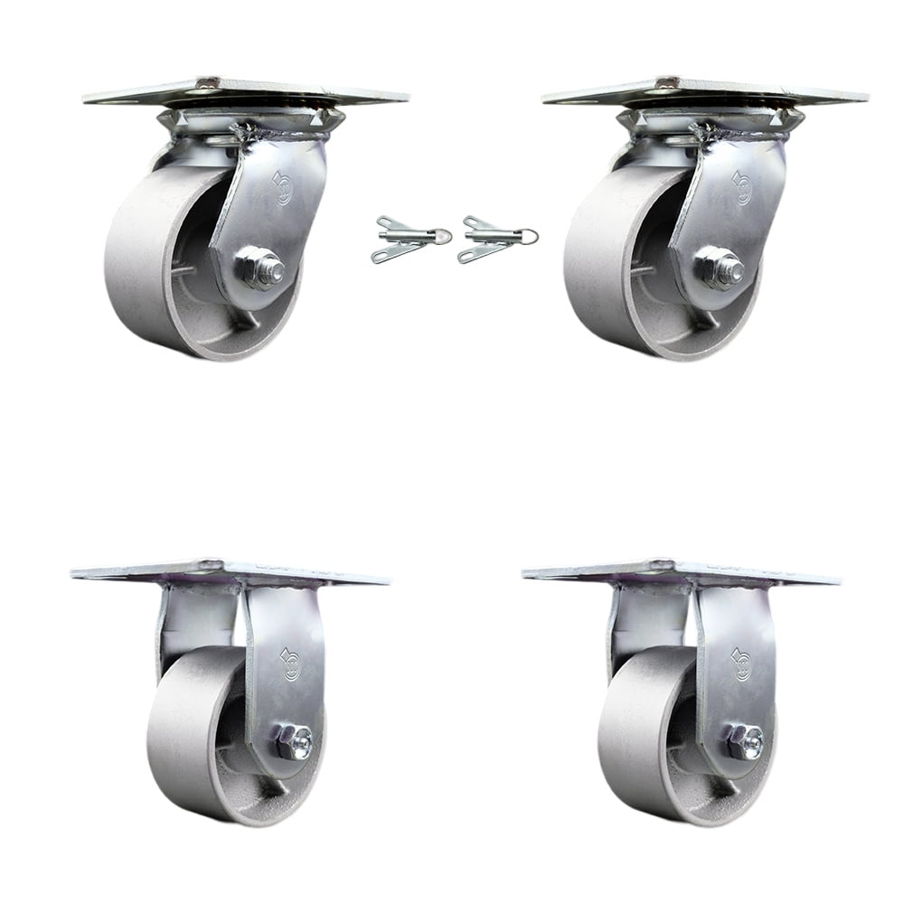 4 Inch Semi Steel Caster Set with Roller Bearing 2 Swivel Lock and 2 ...