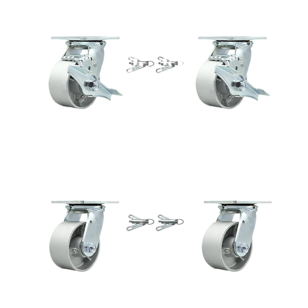 4 Inch Semi Steel Caster Set with Roller Bearings 4 Swivel Lock 2 Brake ...