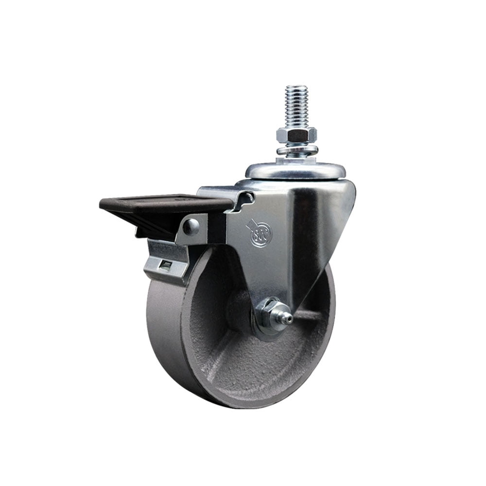4 Inch Semi Steel ½ Inch Threaded Stem Caster with Brake - Walmart.com