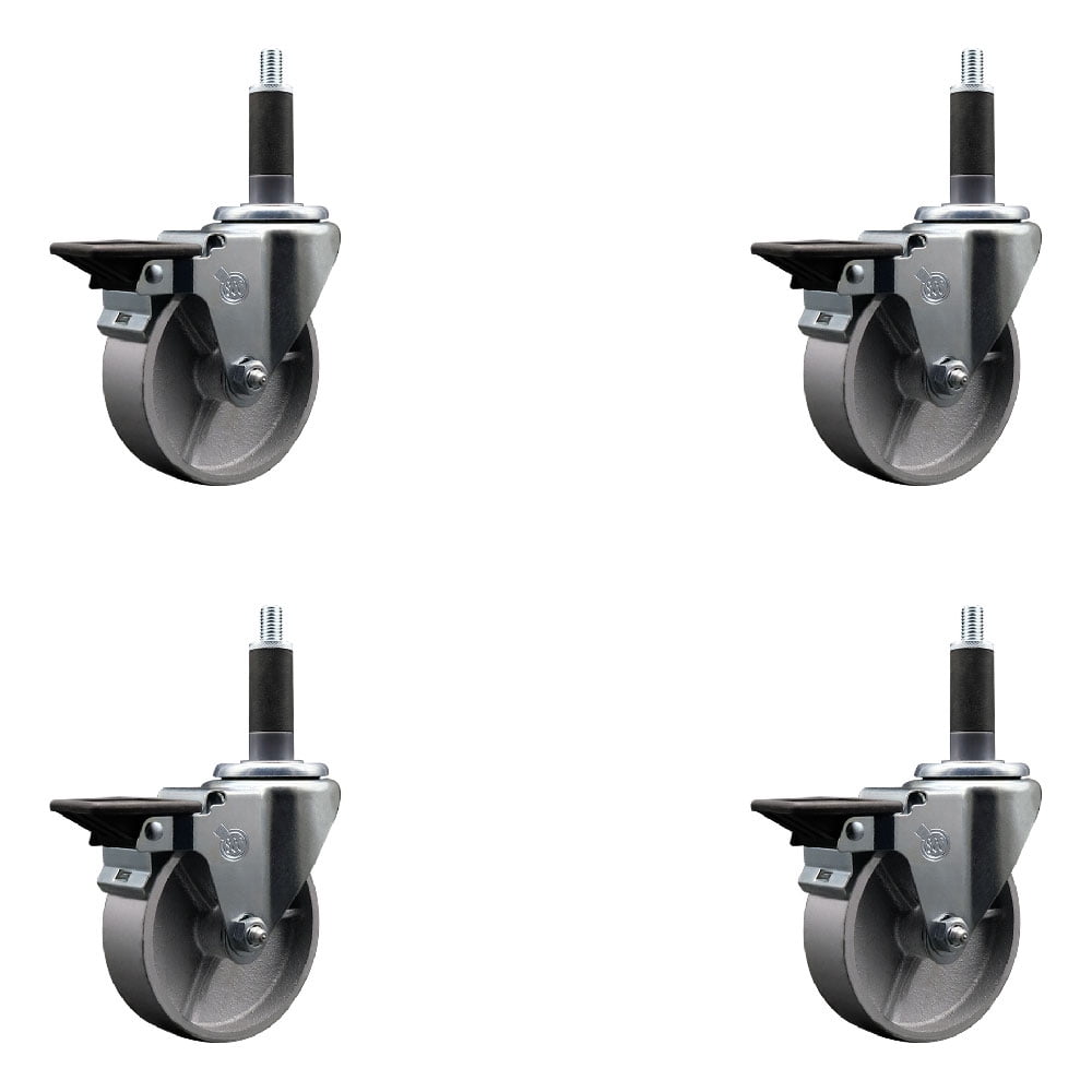 4 Inch Semi Steel Swivel 1 Inch Expanding Stem Caster Set with Brake ...