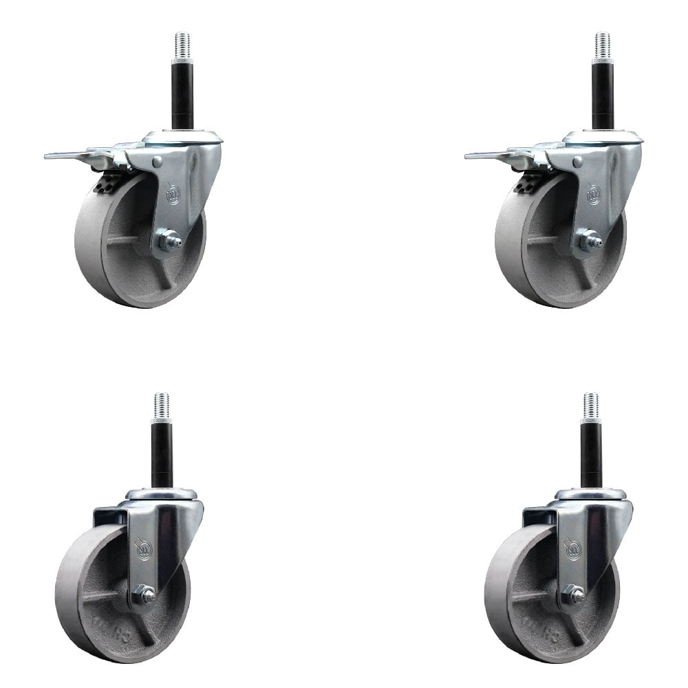 4 Inch Semi Steel Swivel 3/4 Inch Expanding Stem Caster Set 2 Total ...