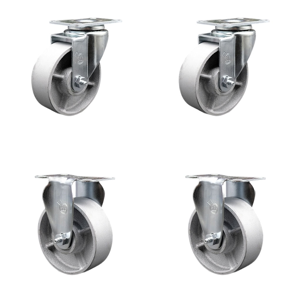 4 Inch Semi Steel Wheel Swivel Top Plate Caster Set with 2 Rigid ...