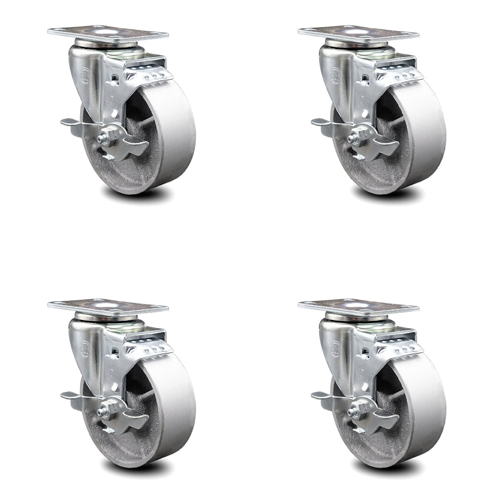 4 Inch Semi Steel Wheel Swivel Top Plate Caster Set with Brake Service ...