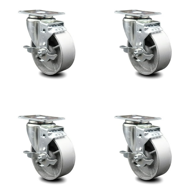 4 Inch Semi Steel Wheel Swivel Top Plate Caster Set with Brake Service ...