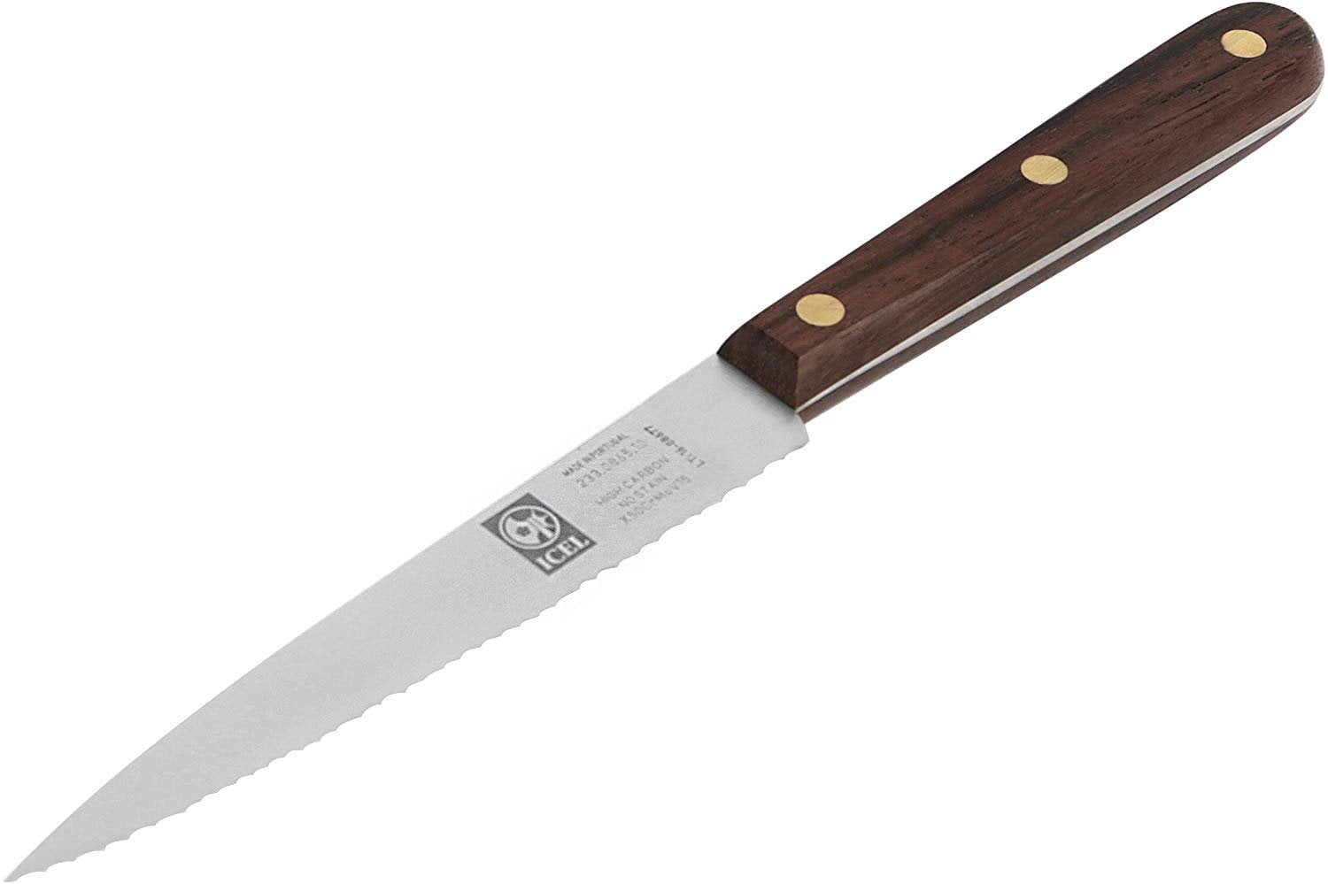 4-Inch Serrated Paring Knife, Brown Rosewood Handle, Full tang Blade ...