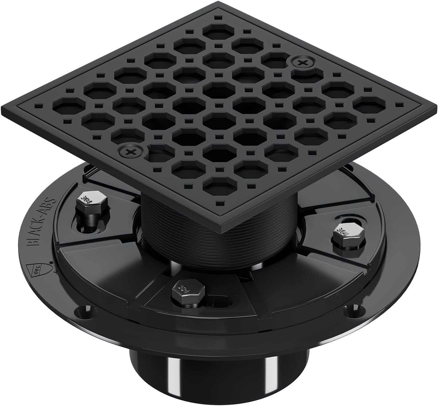 4 Inch Shower Floor Drain with Flange, Matte Black Shower Drain ...