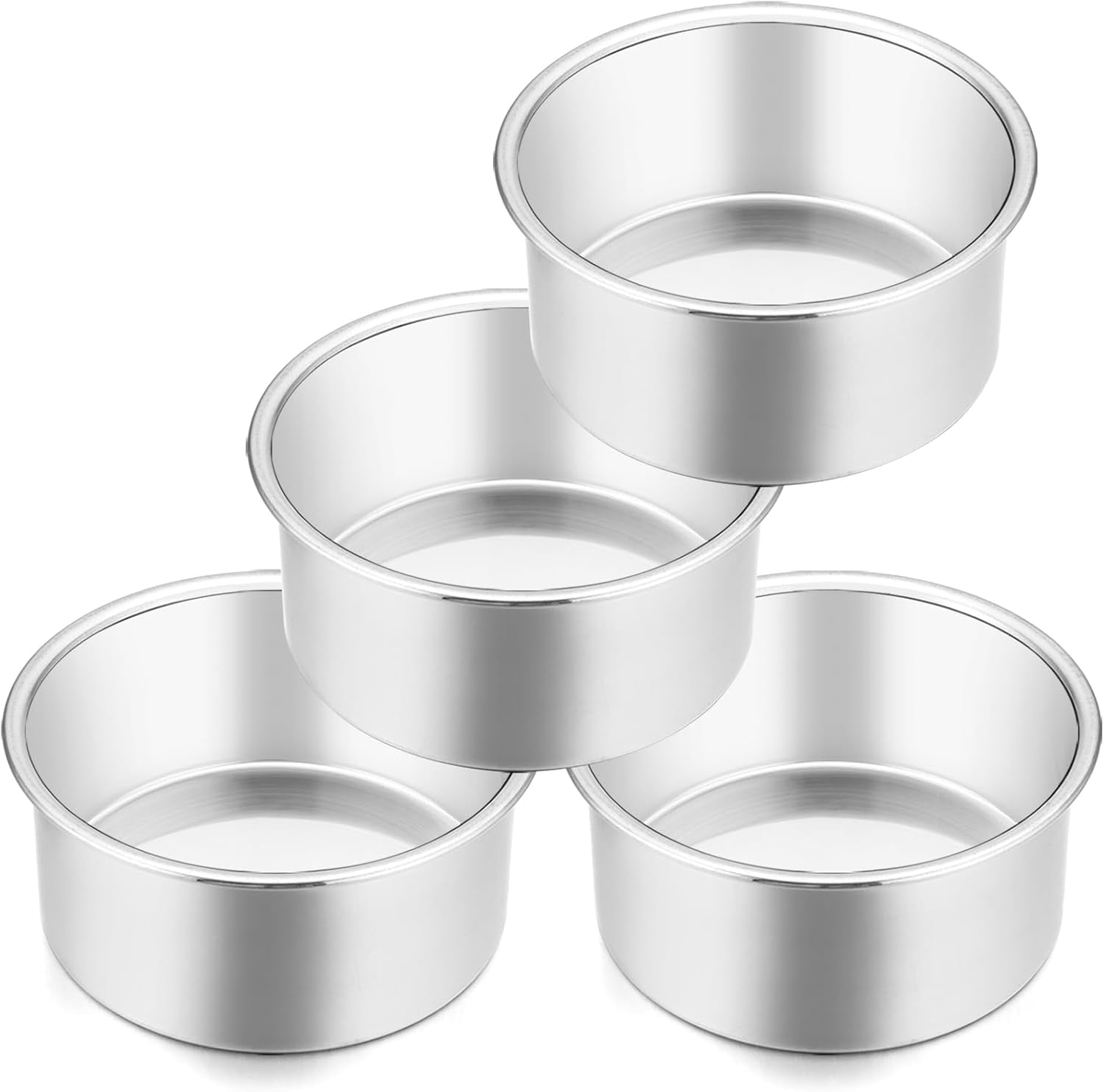 4 Inch Small Cake Pan Set of 4, Stainless Steel Mini Round Smash Cake ...