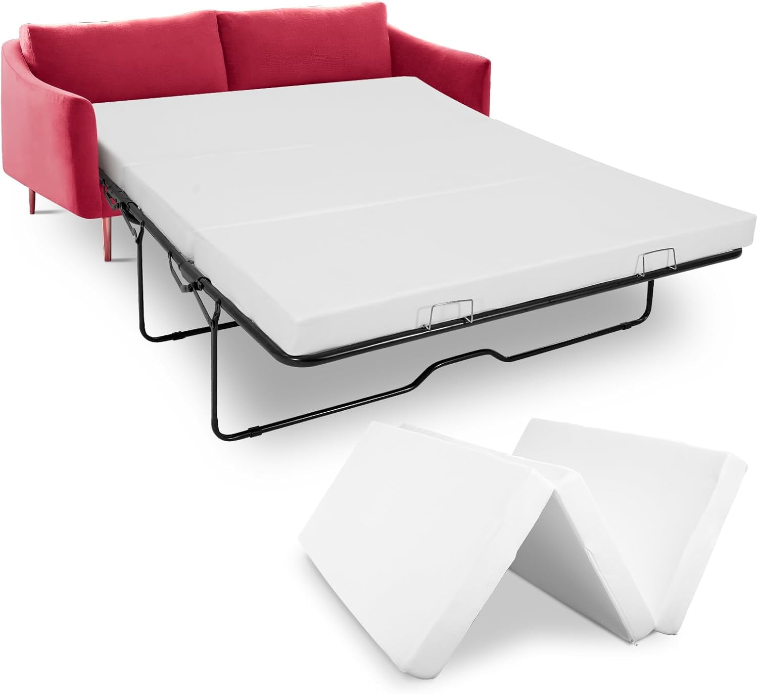 4 Inch Sofa Bed Mattress- Memory Foam Mattress Replacement with ...