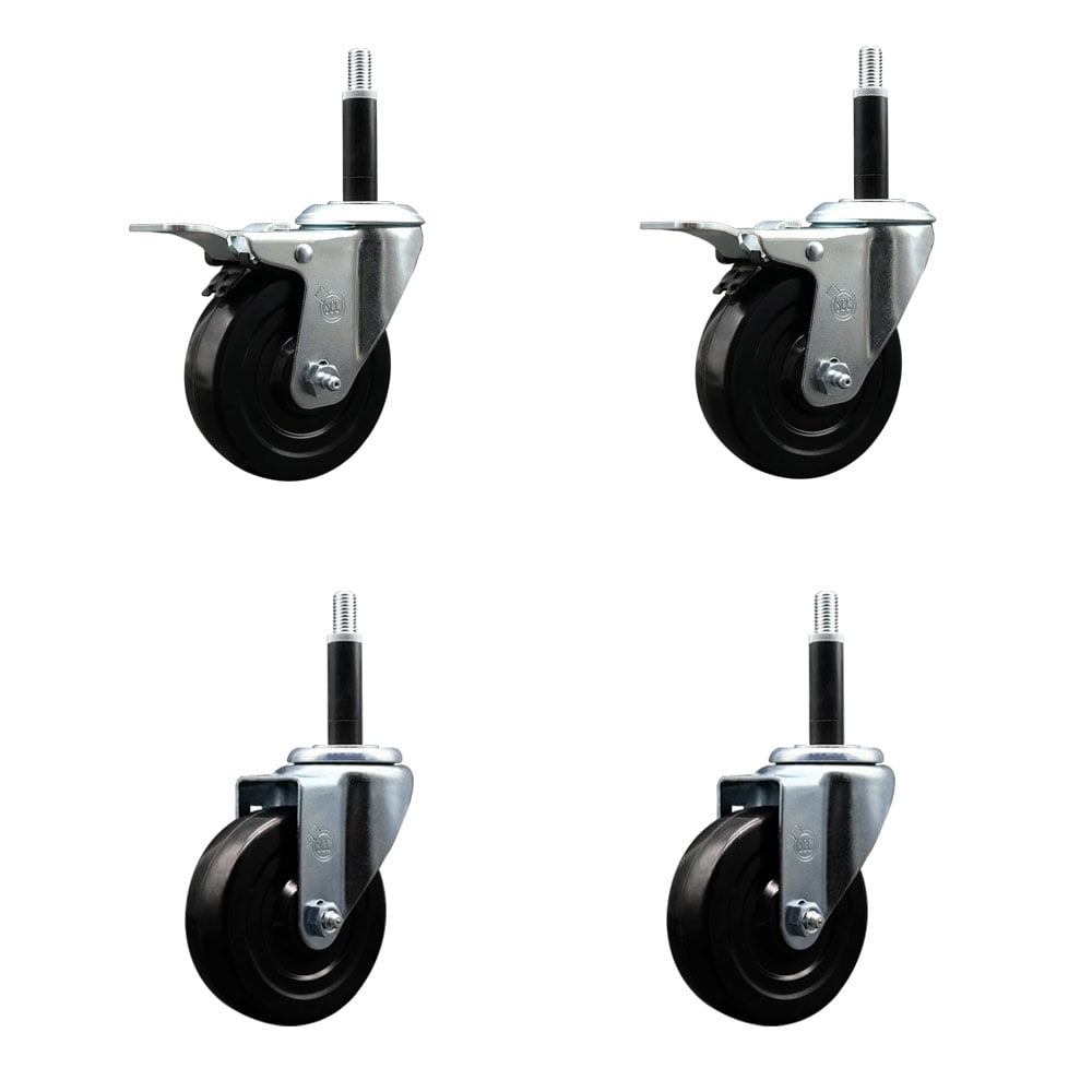 4 Inch Soft Rubber Swivel 3/4 Inch Expanding Stem Caster Set 2 Total ...