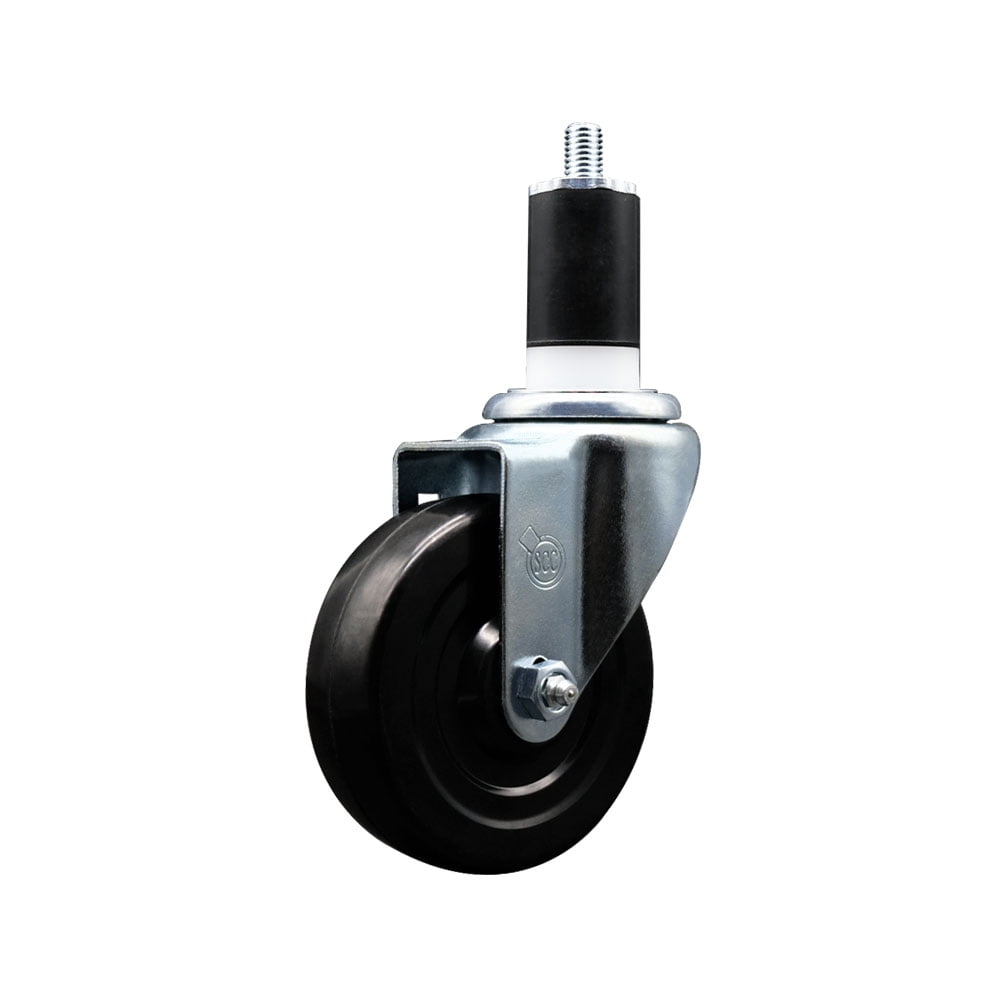 4 Inch Soft Rubber Wheel Swivel 1-1/2 Inch Expanding Stem Caster SCC ...