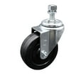 4 Inch Soft Rubber Wheel Swivel 12mm Threaded Stem Caster Service ...