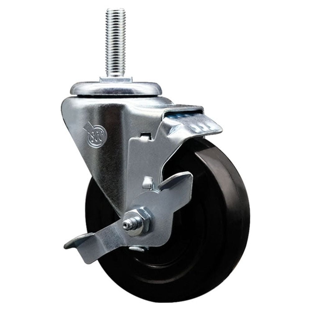 4 Inch Soft Rubber Wheel Swivel 3/4 Inch Threaded Stem Caster with ...