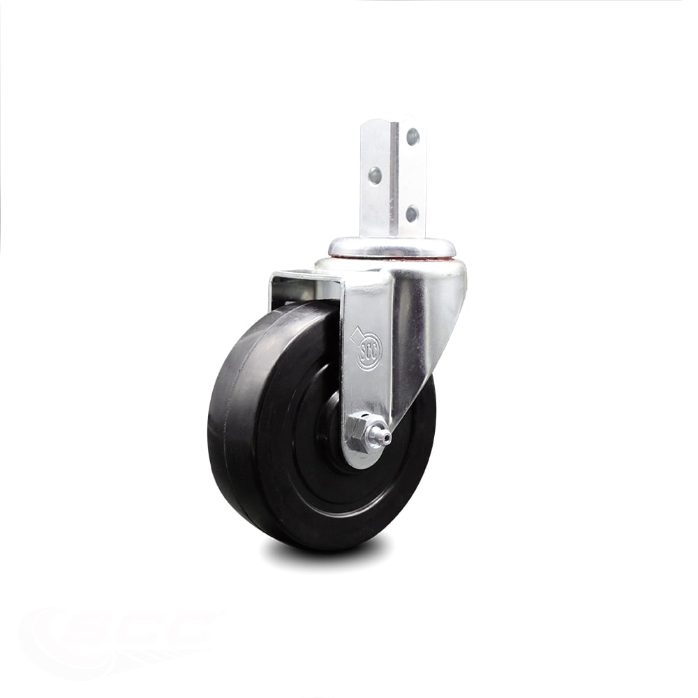 4 Inch Soft Rubber Wheel Swivel 7/8 Inch Square Stem Caster Service ...