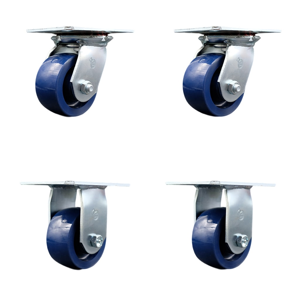 4 Inch Solid Poly Caster Set with Ball Bearings 2 Swivel 2 Rigid ...