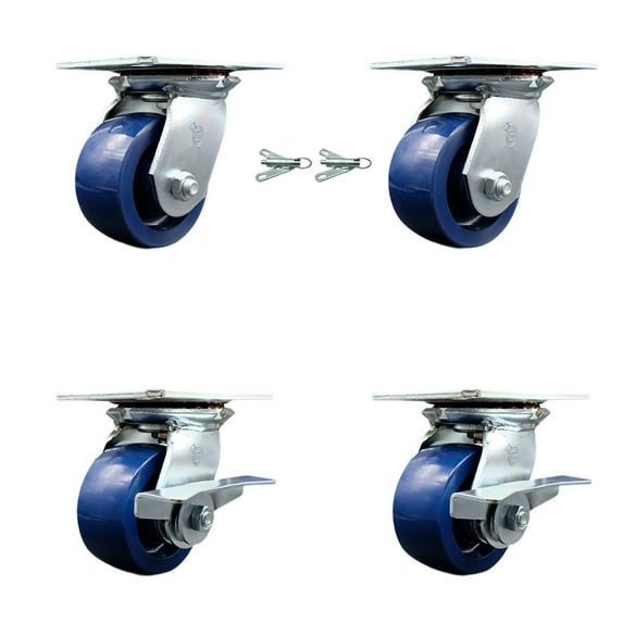 4 Inch Solid Poly Swivel Caster Set 2 Swivel Locks 2 Brakes Service ...