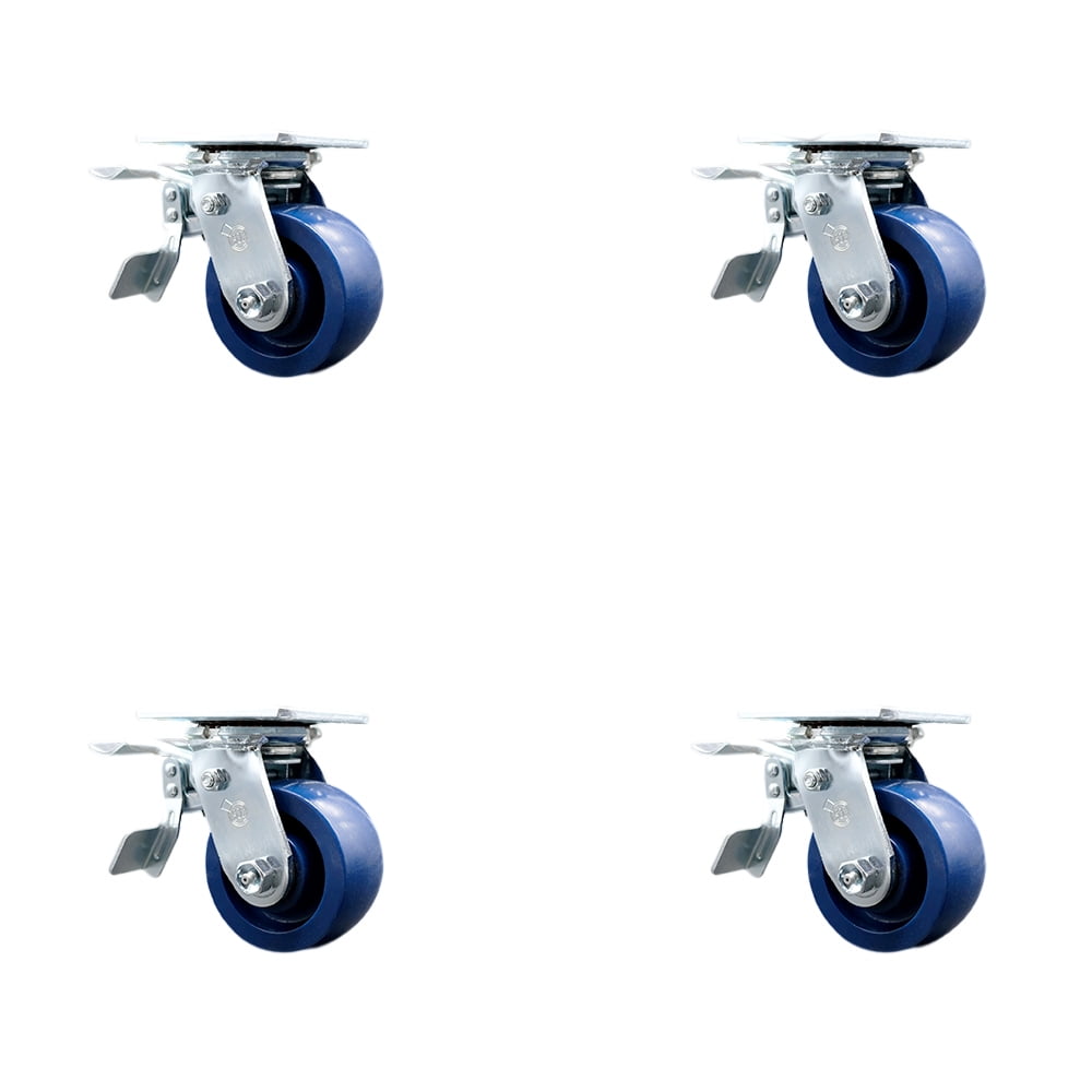 4 Inch Solid Polyurethane Caster Set with Ball Bearing and Total Lock ...