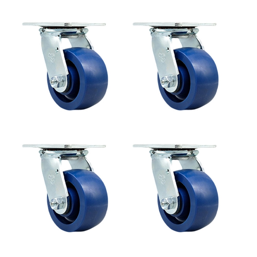4 Inch Solid Polyurethane Caster Set with Roller Bearing and Swivel ...