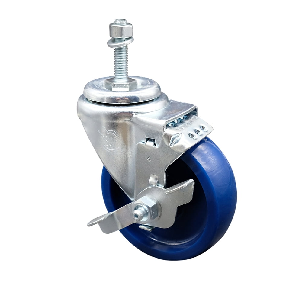 4 Inch Solid Polyurethane Wheel Swivel 3/8 Inch Threaded Stem Caster ...