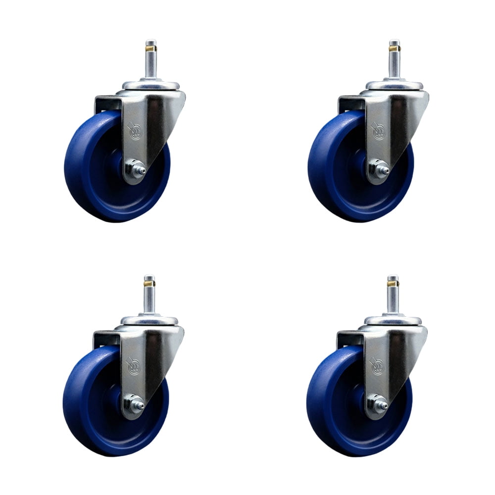 4 Inch Solid Polyurethane Wheel Swivel 7/16 Inch Grip Ring Stem Caster ...