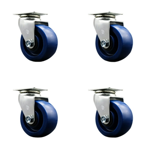 4 Inch Solid Polyurethane Wheel Swivel Caster Set with Ball Bearings ...