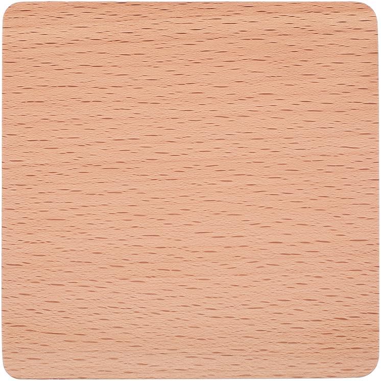 4 Inch Square Drink Mat Flat Natural Beech Wood Coaster Heat Resistant ...