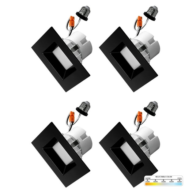4 Inch Square LED Retrofit Recessed Light (4 Pack) 11W, 120V, 750 ...
