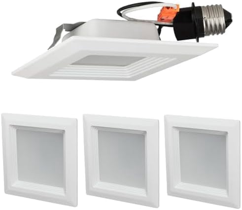 - 4-Inch Square Retrofit Recessed Downlight 9W 630 Lumen 4000K Cool ...