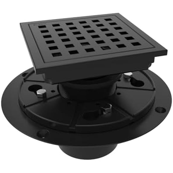 4 Inch Square Shower Floor Drain with Flange,Quadrato Pattern Grate ...