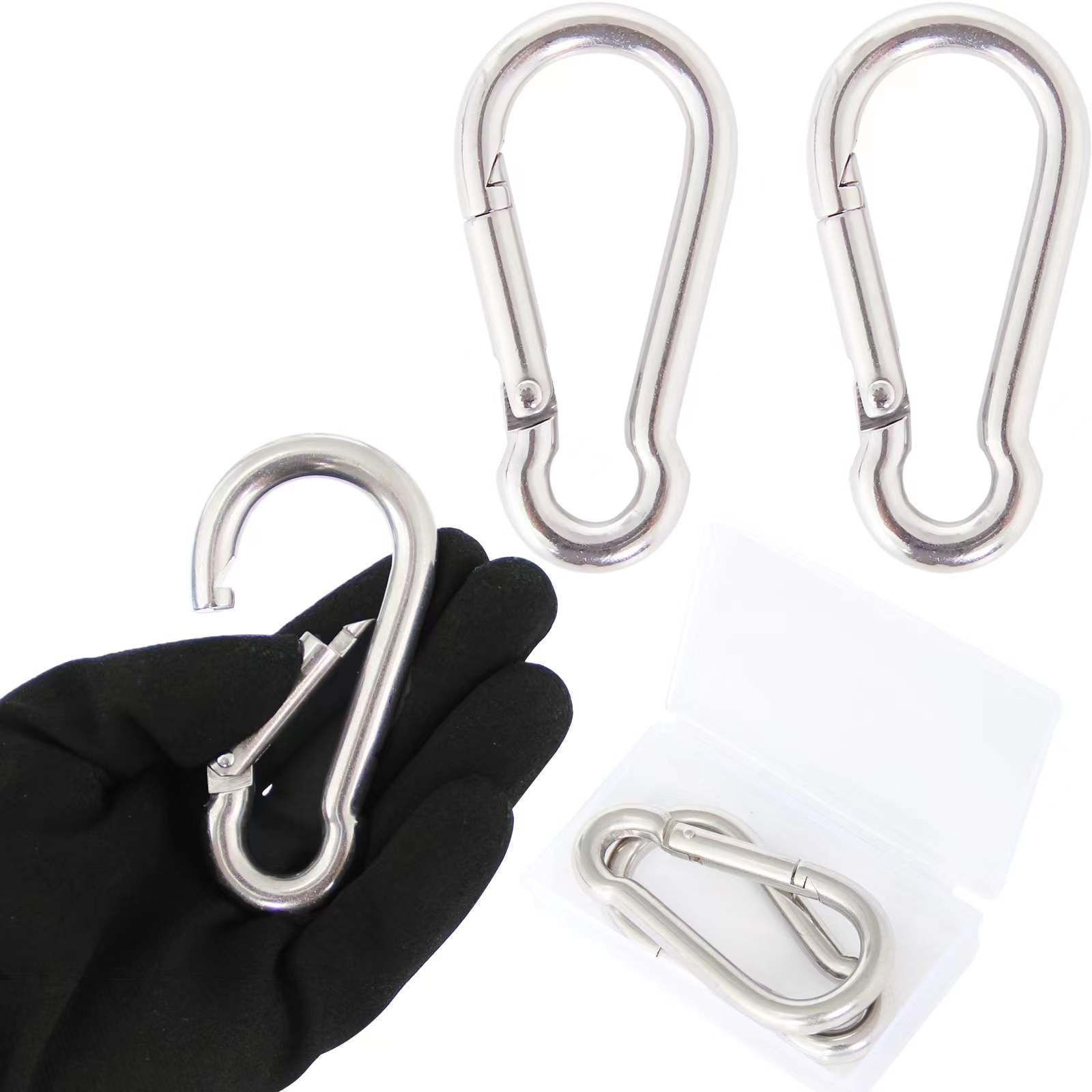 4 Inch Stainless Steel Carabiner Clip Spring Snap Hook - 2 Packs Heavy ...