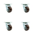 4 Inch Polyurethane Wheel Swivel Caster Set with Roller Bearing Service ...