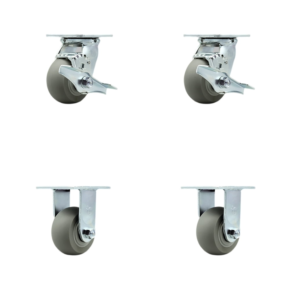 4 Inch Stainless Steel Thermoplastic Caster Set with 2 Brake/Swivel ...