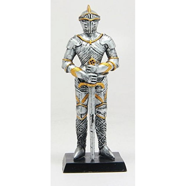 4 Inch Standing Medieval Knight with Sword Resin Statue Figurine ...