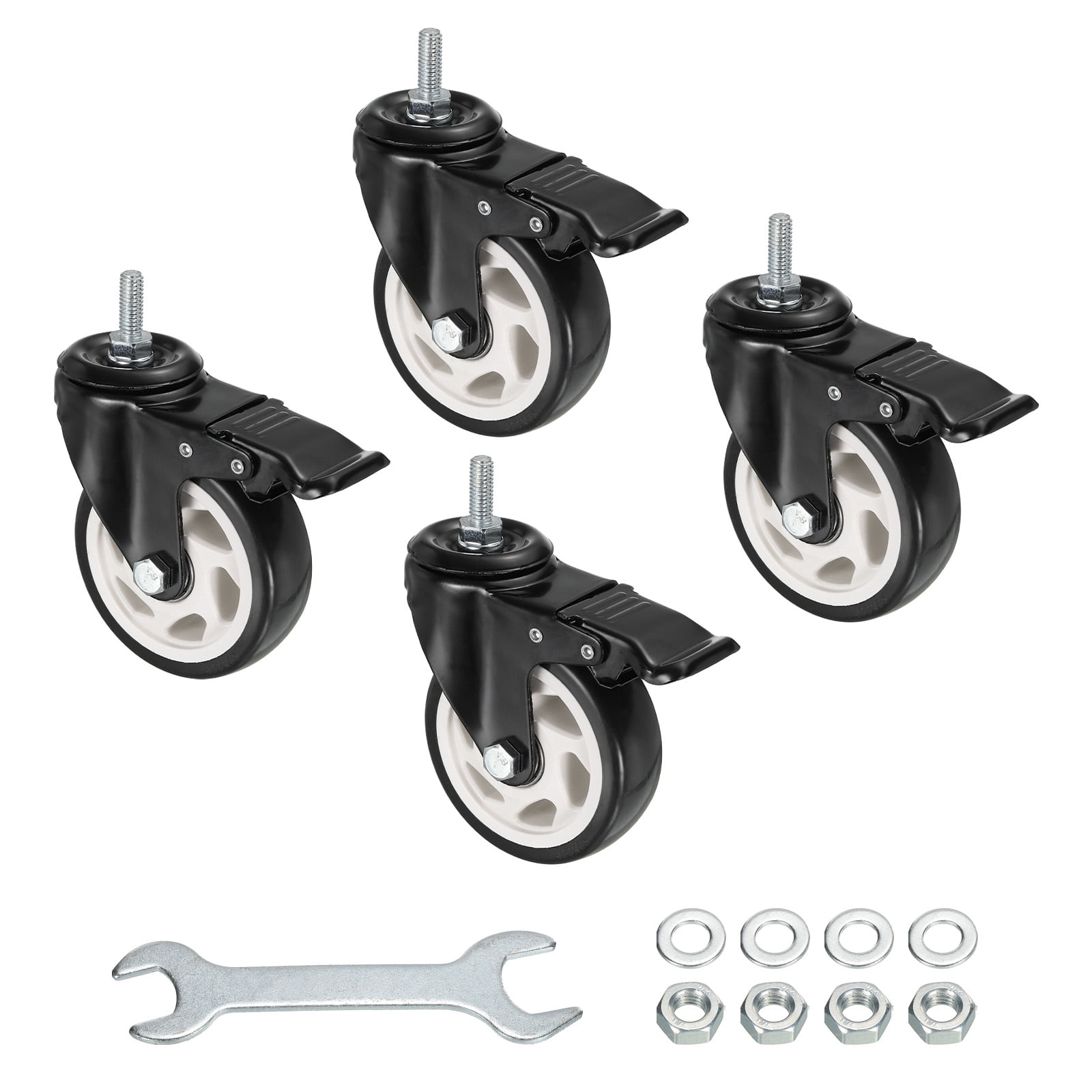 4 Inch Swivel Threaded Stem Casters 3/8"-16UNC Thread PU Caster Wheel ...