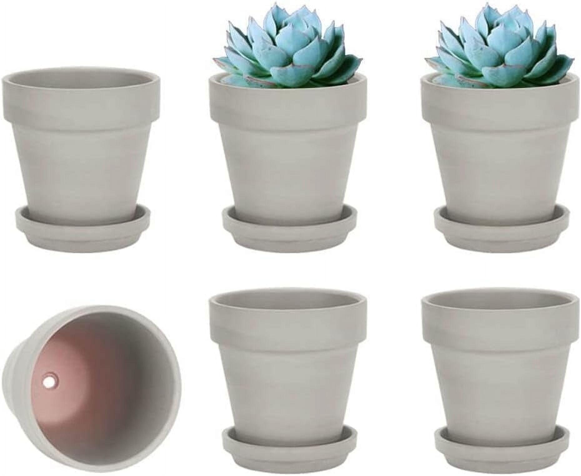 4 Inch Terracotta Plant Pots with Saucer - 6 Pack Clay Flower Pots with ...