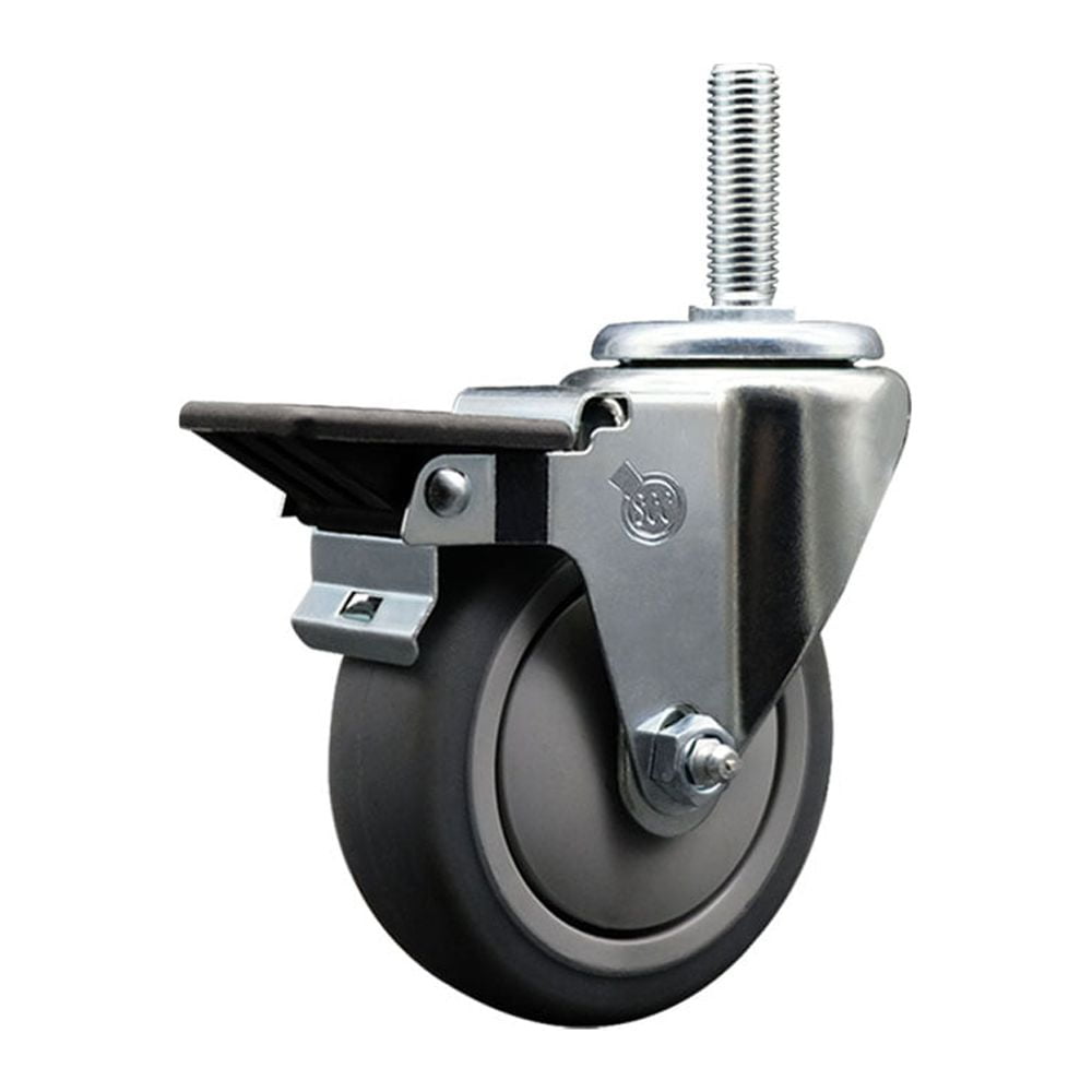 4 Inch Thermo Rubber Wheel Swivel 3/4 Inch Threaded Stem Caster with ...