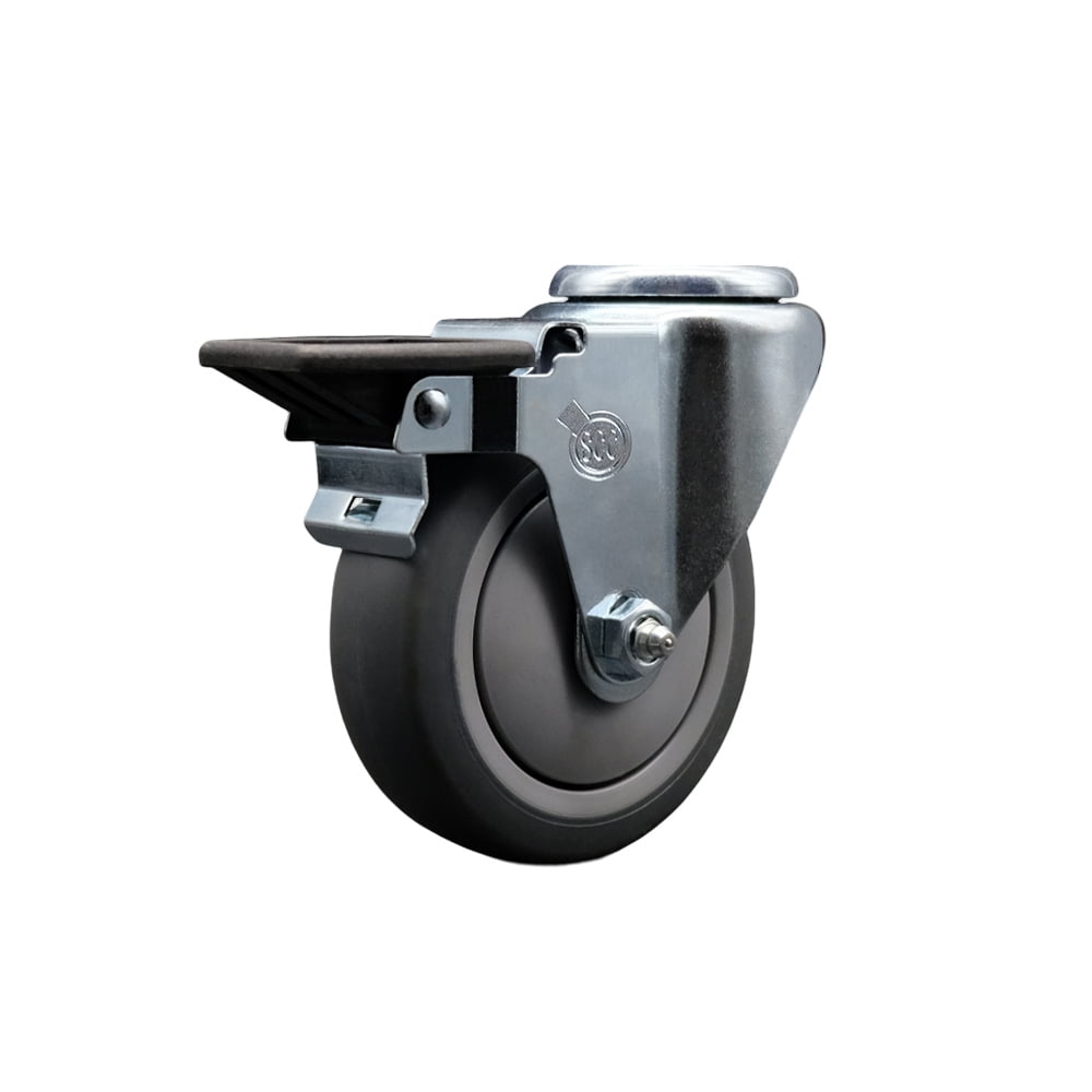 4 Inch Thermo Rubber Wheel Swivel Bolt Hole Caster with Posi Lock Brake ...