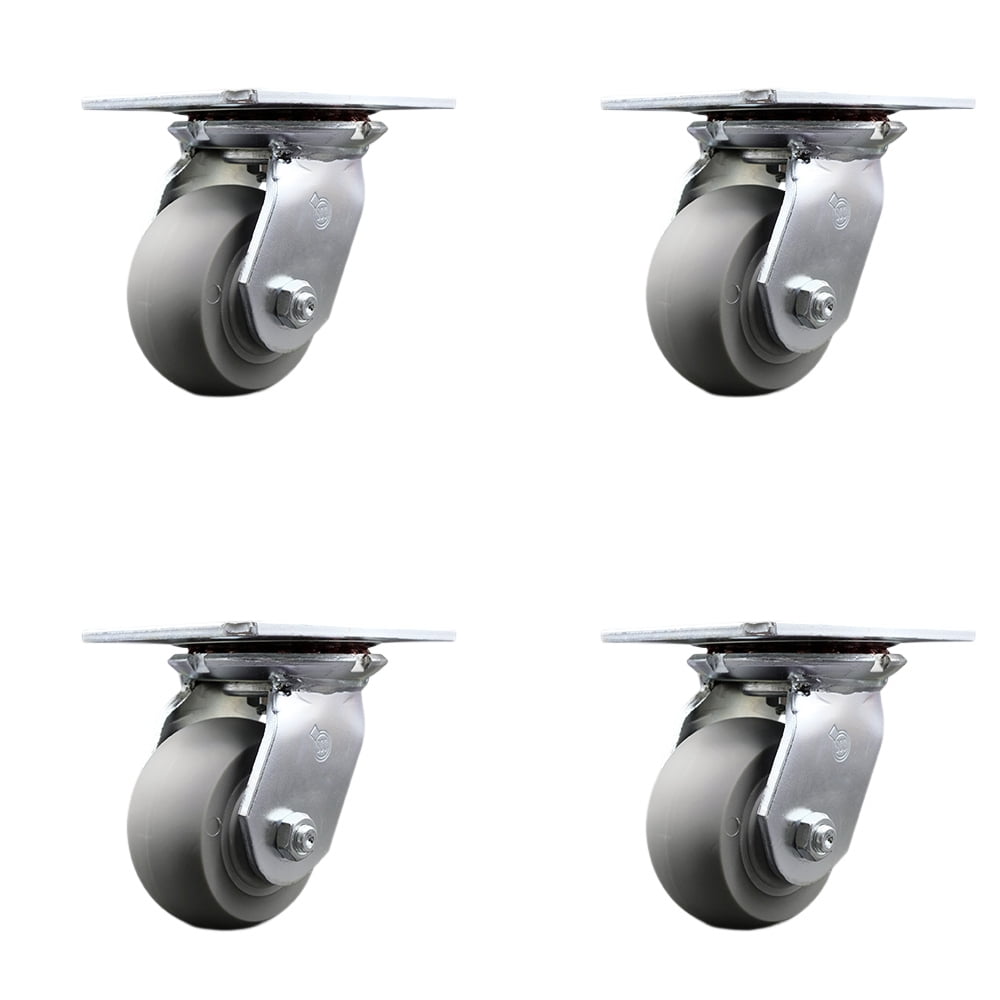 4 Inch Thermoplastic Rubber Caster Set with Ball Bearings and Swivel ...