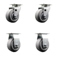 4 Inch Thermoplastic Rubber Caster Set with Roller Bearings 2 Swivel 2 ...