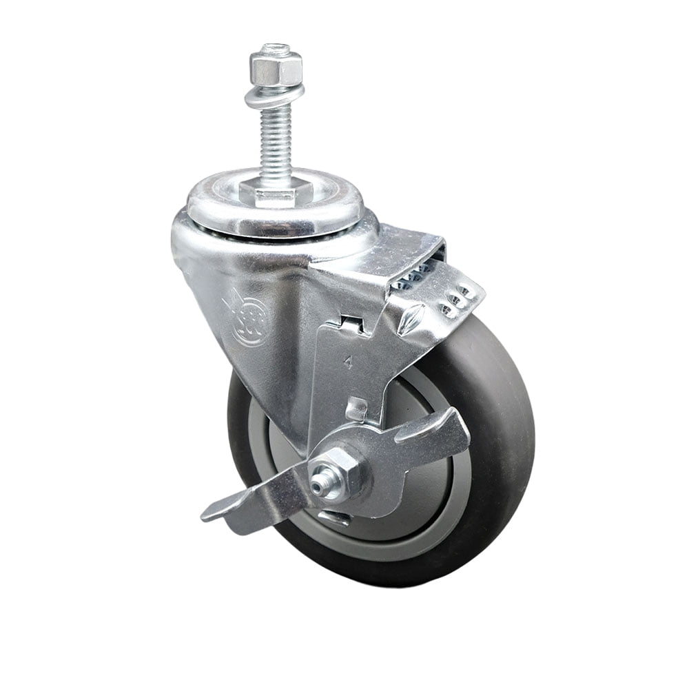 4 Inch Thermoplastic Rubber Swivel 3/8 Inch Threaded Stem Caster with ...