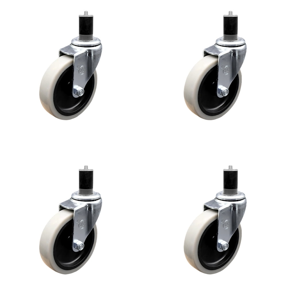 4 Inch Thermoplastic Rubber Wheel 1-3/4 Inch Expanding Stem Caster Set ...